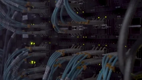 Server rack side view, working telecommu... | Stock Video | Pond5