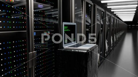 Server room data center. Rackmount LED console. Backup, mining, hosting: Royalty Free #149312606