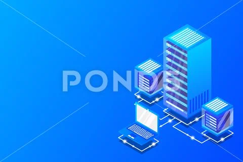 Server room isometric, Cloud storage data, Data center, Big data processing a: Royalty Free ...