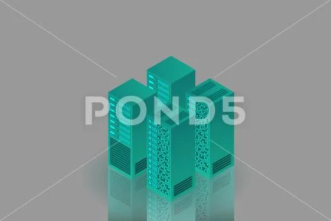 Server room isometric, Cloud storage data, Data center, Big data processing a Illustration ...
