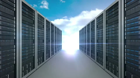 Server tower on cloudy sky background | Stock Video | Pond5