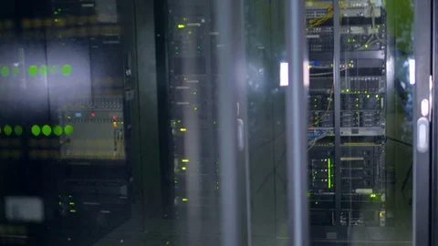 Servers rack in a global Data Center. 4K... | Stock Video | Pond5