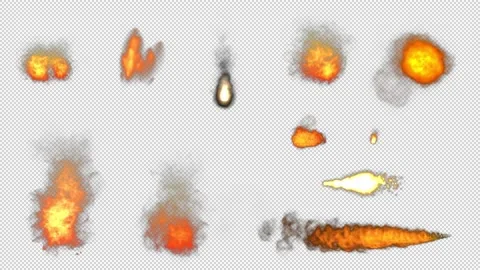 set of 11 fire flames, single objects - ... | Stock Video | Pond5