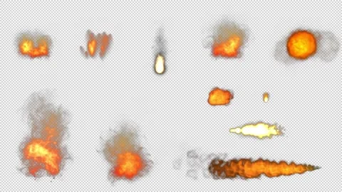 set of 11 fire flames, single objects - ... | Stock Video | Pond5