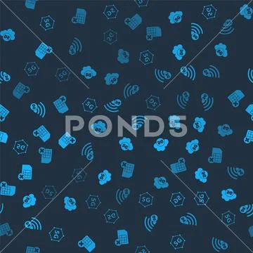 Set 5G network, Cloud, and Sim card rejected on seamless pattern. Vector Illustration #163820060