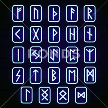 Set of ancient Norse runes. Runic alphabet, Futhark. Ancient occult symbols.: Royalty Free ...