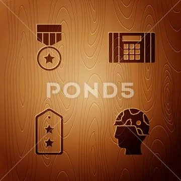 Set Army soldier, Military reward medal, rank and Dynamite bomb on ...