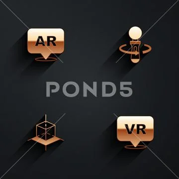 Set Augmented reality AR, VR controller game, 3d modeling and Virtual ...