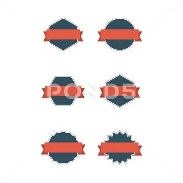 Set of badges with labels and ribbons, vector collection, flat design ...