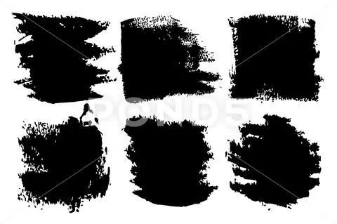 Set Brush Shape Vector Strokes in Black color on white background. Hand ...