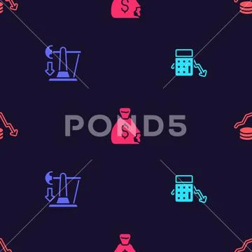 Set Calculation of expenses, Drop in crude oil price, Money bag and Dollar rate: Graphic #187825197