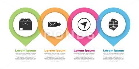 Set Carton cardboard box, Envelope, Infographic of city map navigation ...
