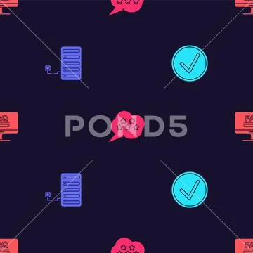 Set Check mark in circle, Server, Five stars rating review and Monitor ...