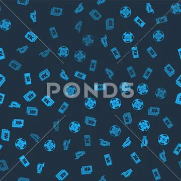 Set Cinema camera, Film reel, Screen tv with 8k and 4k Ultra HD on ...