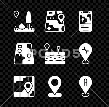 Set City map navigation, Location, and Broken road icon. Vector ...