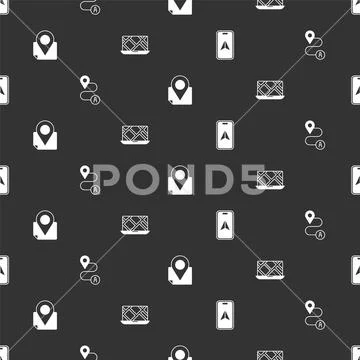 Set City map navigation, Route location, Folded with marker and on seamless ~ Clip Art #239823955