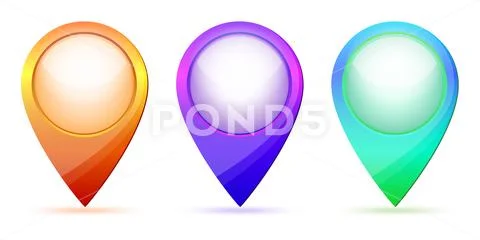 Set of color Map Pointers. Vector illustration. ~ Clip Art #108320411