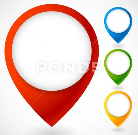 Set of colorful map markers, map pins Illustration #98346556