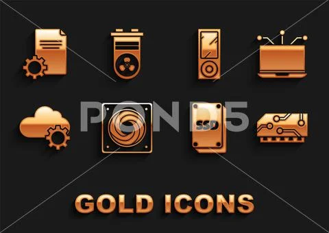 Set Computer cooler, Laptop, RAM, random access memory, SSD card, Cloud: Royalty Free #158894606