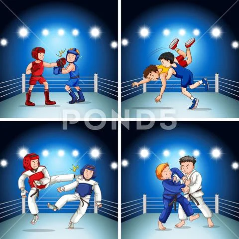 Set of different fighting scenes: Graphic #111851349