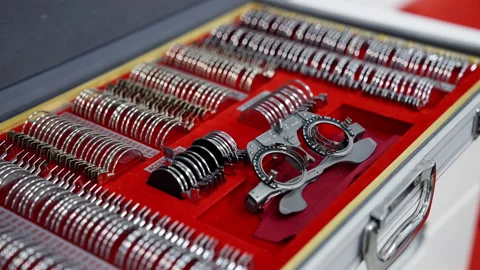 Set of different lenses in the case. Oph... | Stock Video | Pond5