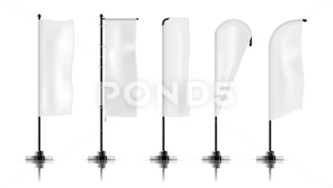 Set Of Different Types Of White Banner Flags: Royalty Free #137004190