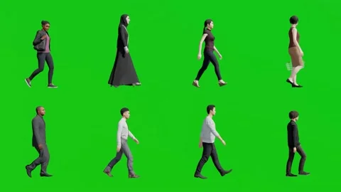 Set of Diverse People Walking in Side Vi... | Stock Video | Pond5
