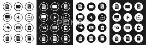 Set Document with graph chart, Light bulb rays shine and concept of ...
