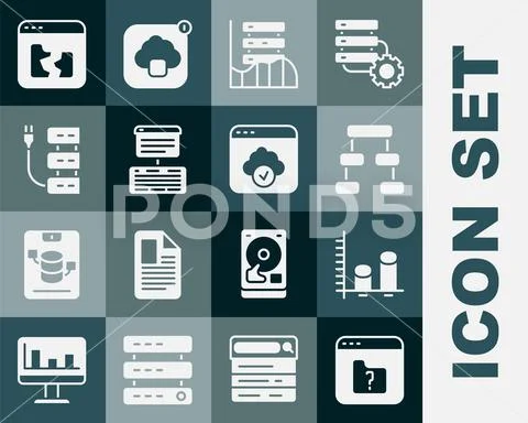Set File missing, Data analysis, Hierarchy organogram chart, Server, Data, Web Illustration ...