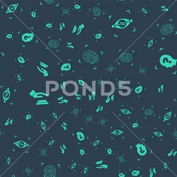 Set Fingerprint, Eye scan, Palm recognition and Face on seamless pattern. Vector Illustration ...