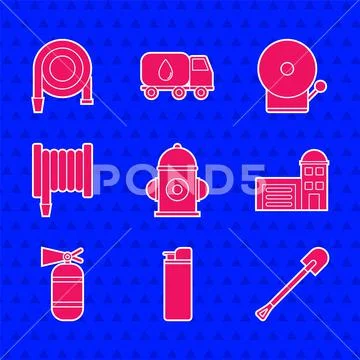 Set Fire hydrant, Lighter, shovel, Building of fire station ...