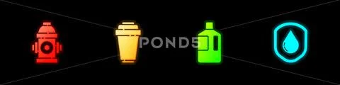 Set Fire hydrant, Water filter cartridge, Big bottle with clean water ...