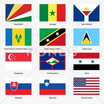 Set flags of world sovereign states. vector illustration. set number 14 ...