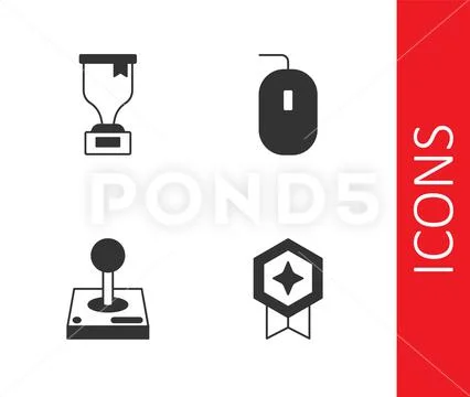 Set Game rating with medal, Award cup, Joystick for arcade machine and Computer: Graphic #245188669