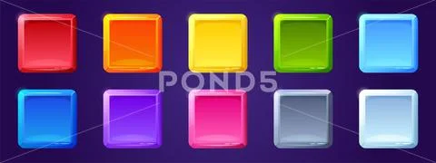 Set of game ui app icons, square buttons for menu: Royalty Free #163261290