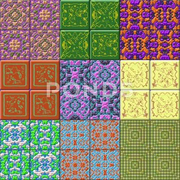 Set of glazed tiles seamless generated textures: Graphic #49884329