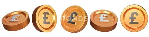 Photograph: Set of Gold Pound Coins isolated on white background ...