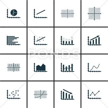 Set Of Graphs, Diagrams And Statistics Icons. Premium Quality Symbol ...