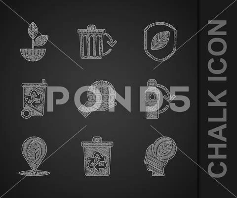 Set Hand holding Earth globe, Recycle bin with recycle, Human head leaf inside: Graphic #164643485