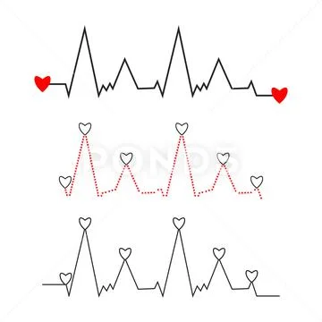 Set of heart cardiograms and heart rate graphs ~ Clip Art #160253287