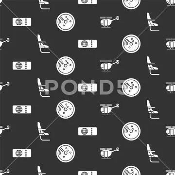 Set Helicopter, Airplane seat, Airline ticket and Radar with targets on ...