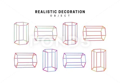 Set hexagonal prism hollow. Realistic 3d shape. objects with gradient ...