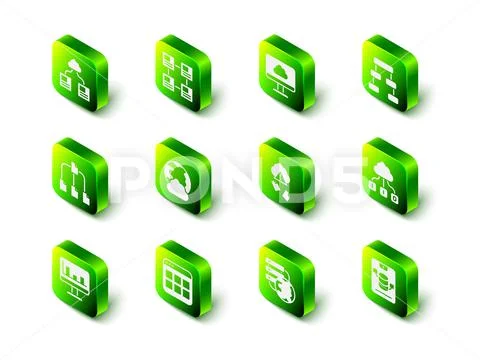 Set Hierarchy organogram chart, Cloud technology data transfer, Server, Data: Graphic #162215593