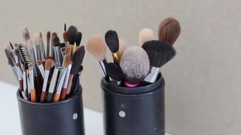 A set of isolated make-up brushes | Stock Video | Pond5