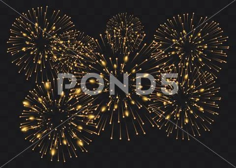 Set of isolated vector fireworks on a transparent background.: Royalty ...