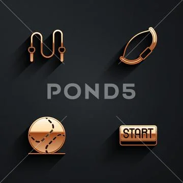 Set Jump rope, Medieval bow, Baseball ball and Ribbon in finishing line ...