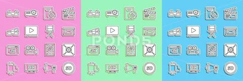 Set line 5d virtual reality, Movie spotlight, VHS video cassette tape ...