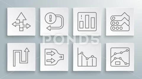 Set line Arrow, Pie chart infographic, Graph, chart, diagram, and icon. Vector Illustration ...