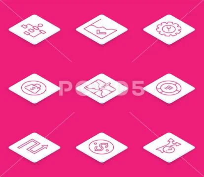 Set line Hierarchy organogram chart, Financial growth increase, Wrench ...