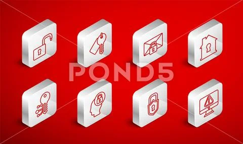 Set line Monitor with exclamation mark, Marked key, Mail message lock password: Graphic #166669873